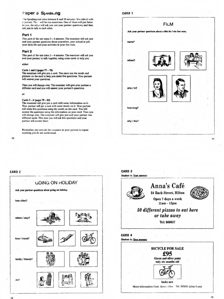 A2 Speaking Cards | PDF