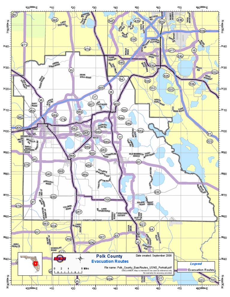 Polk County Hurricane Evacuation Routes | PDF