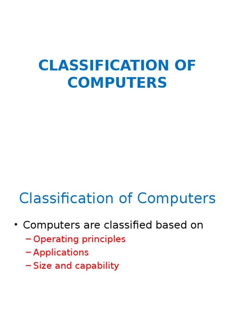 Classification of Computers | PDF | Supercomputer | Microcomputers