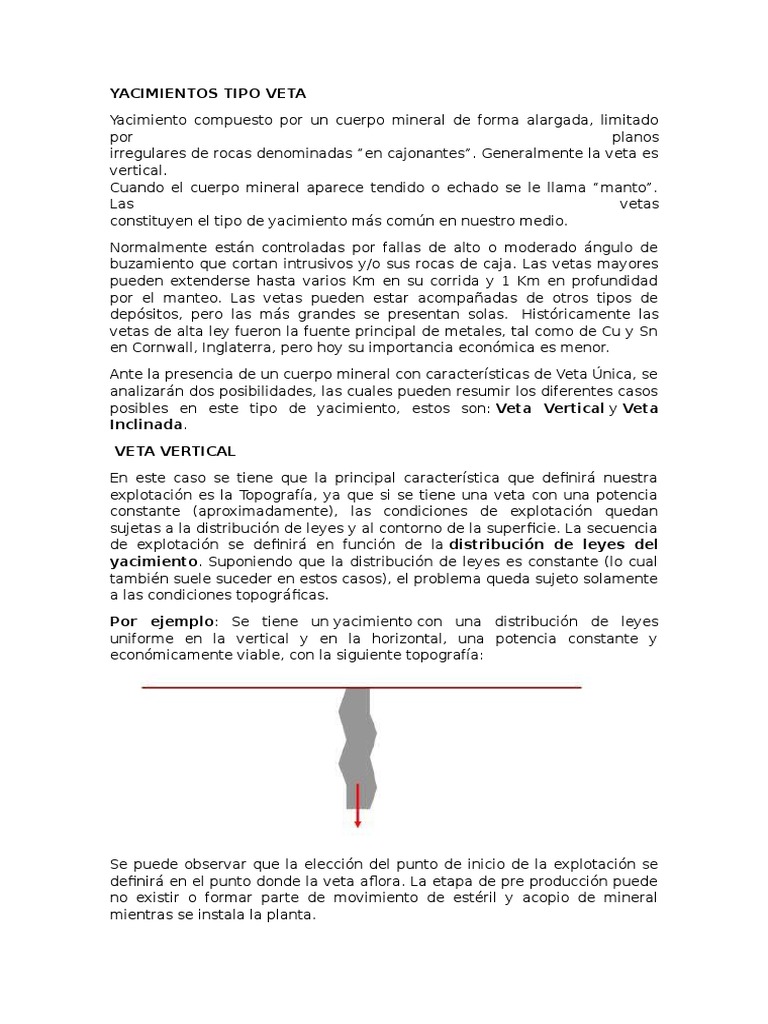 Yacimientos Tipo Veta | Descargar gratis PDF | Minerales | Topografía