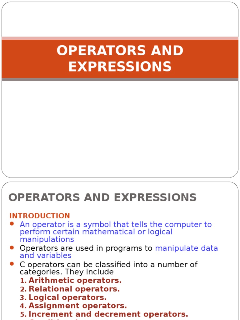 Operators and Expressions | PDF | C (Programming Language) | Data Type