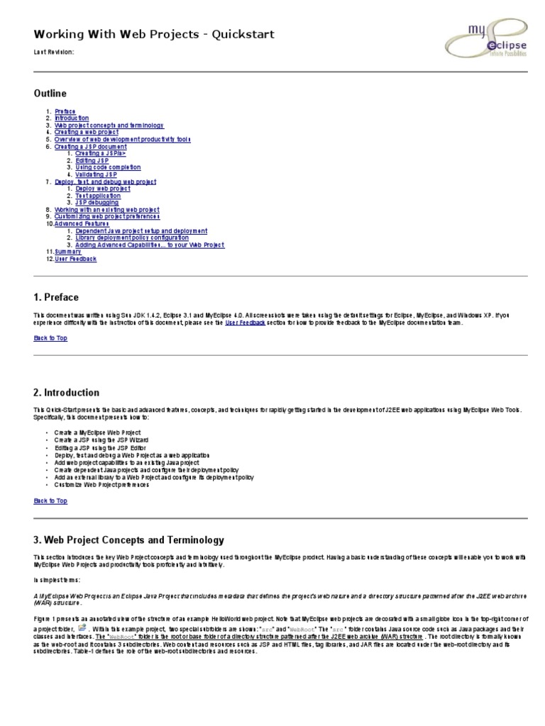 MyEclipse Web Project Quickstart | PDF | Java Server Pages | Java (Programming Language)