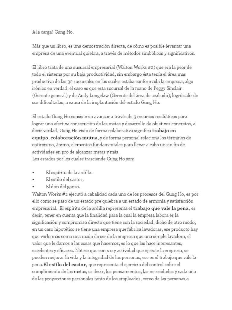 A la carga: Transformación empresarial Gung Ho | PDF | Grupo de trabajo ...