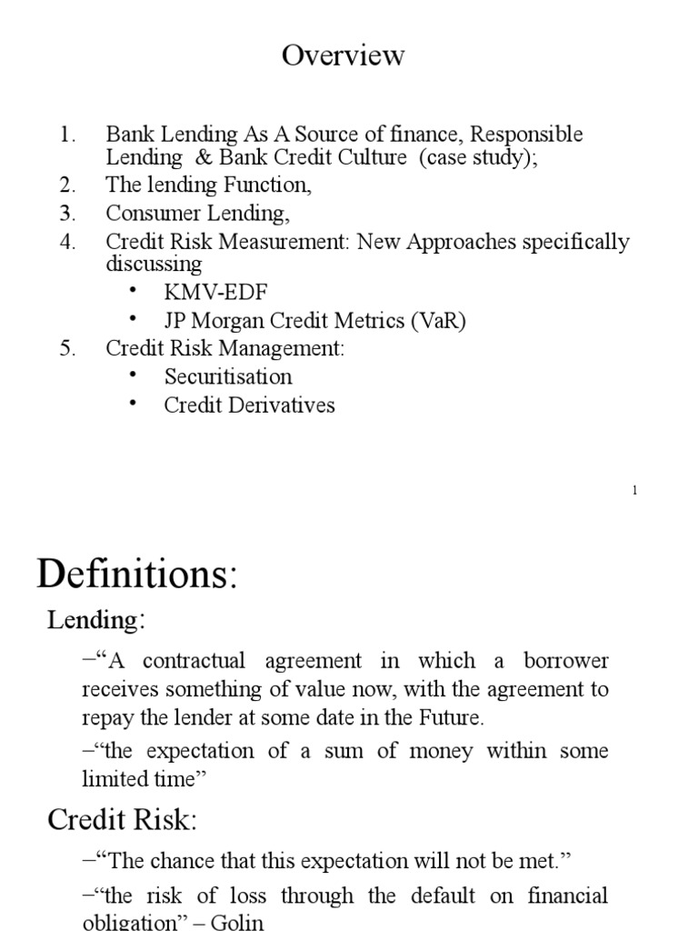 Credit Risk Management | PDF | Loans | Credit (Finance)