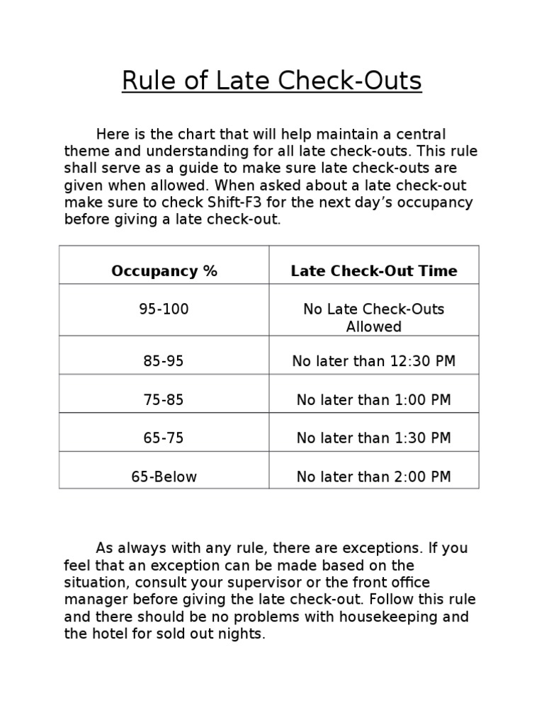 Rule of Late Check | PDF