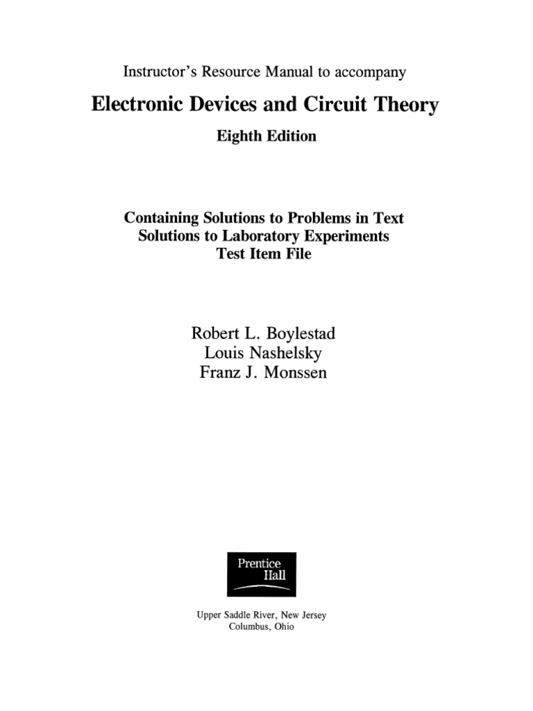 Solution Manual Electronic Devices and Circuit Theory 8E (Robert ...