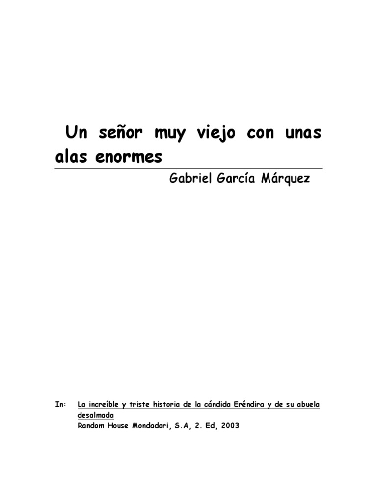 Un señor muy viejo con alas enormes | PDF | Hogar, jardinería y bricolaje