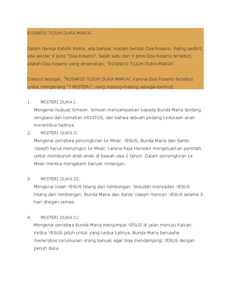 Rosario Tujuh Duka Maria | PDF