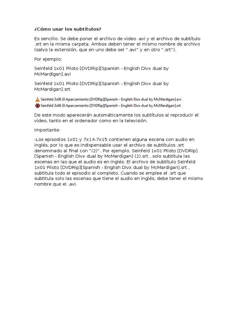 Como Usar Los Subtitulos | PDF