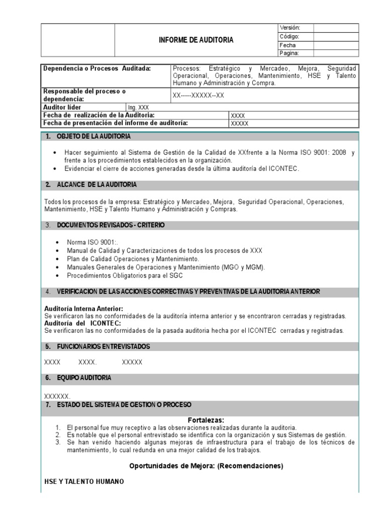Informe Auditoria Interna | PDF | Auditoría | Marketing