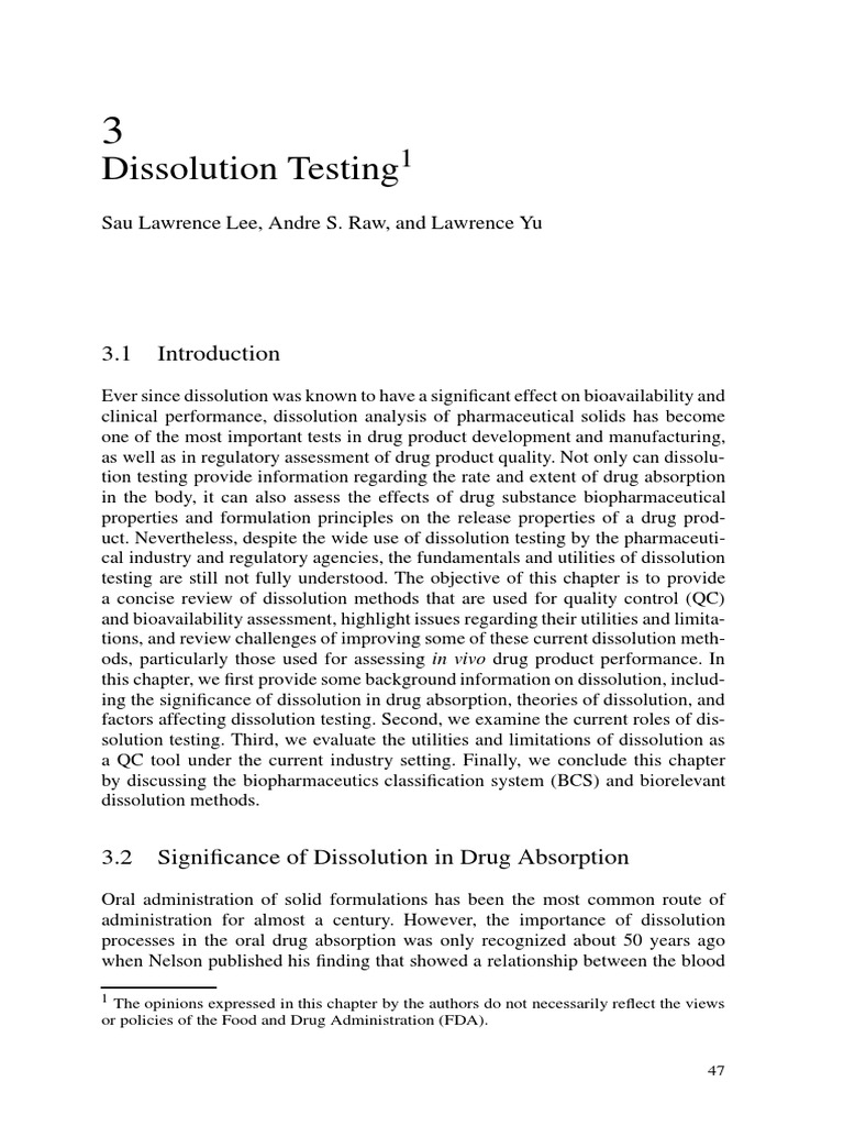 Chapter 03. Dissolution Testing | PDF | Pharmaceutical Formulation ...