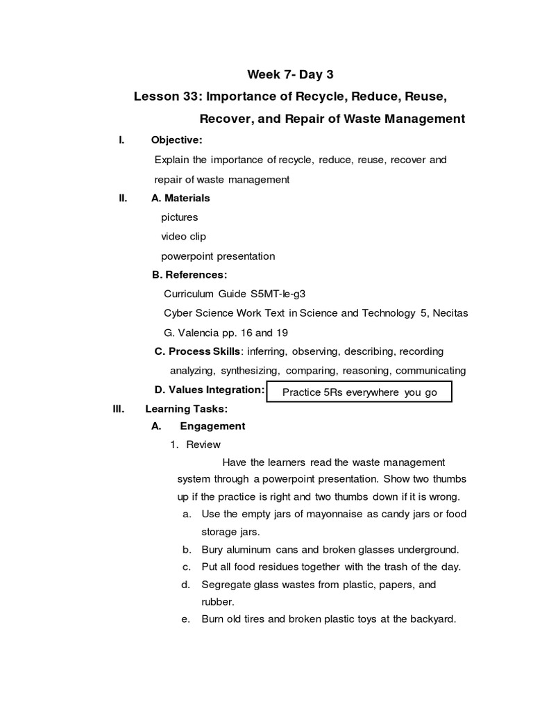 Science Imporatance of 5 Rs | PDF | Reuse | Waste Management