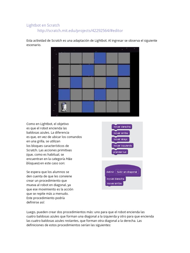 Actividades Scratch | PDF | Scratch (lenguaje de programación) | Robot