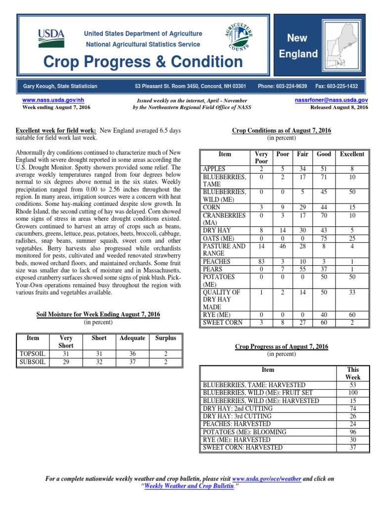 Crop Progress and Condition | PDF | Hay | Vegetables