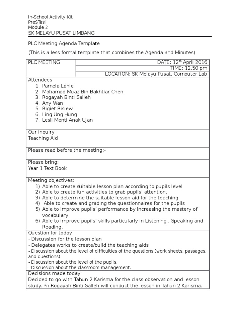 2nd PLC Report Minutes | PDF | Teaching | Semiotics