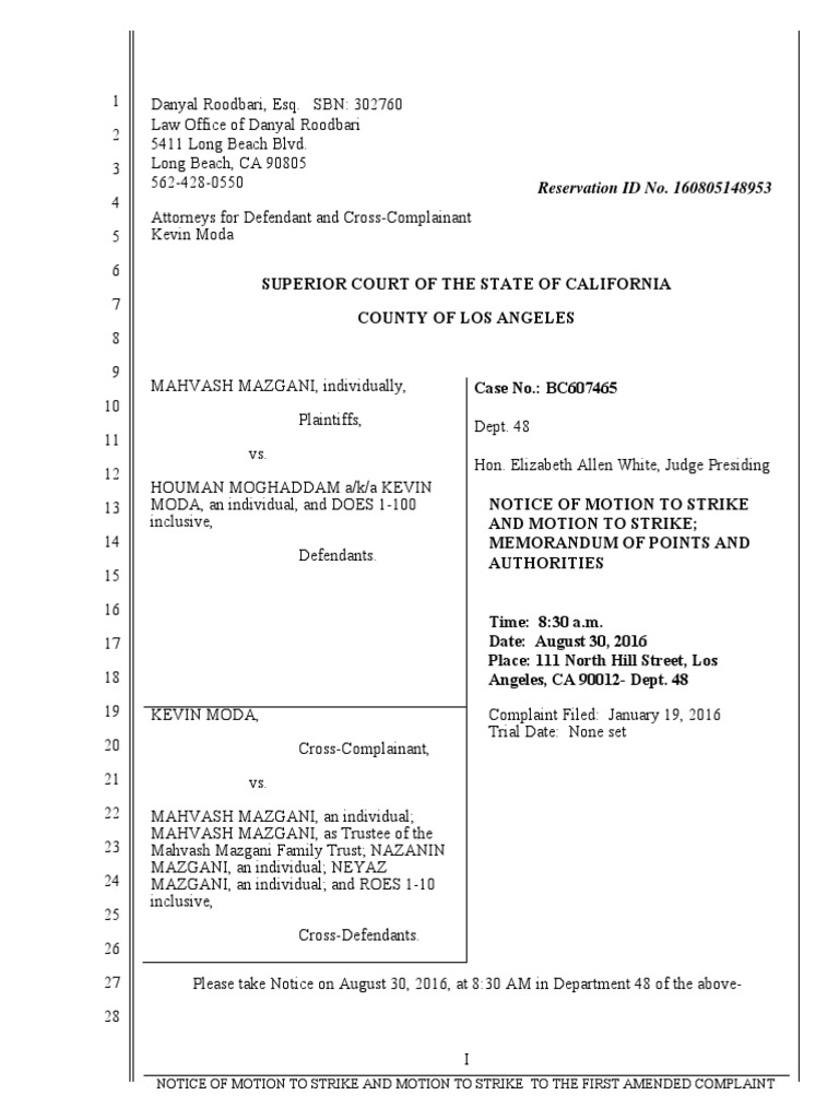 Motion to Strike Claim for Punitive Damages California | Pleading ...