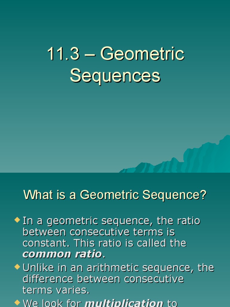 11.3 Geometric Sequences | PDF