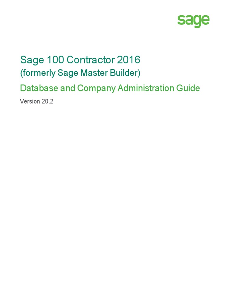 Sage 100 Contractor DB Admin | PDF | Backup | Databases