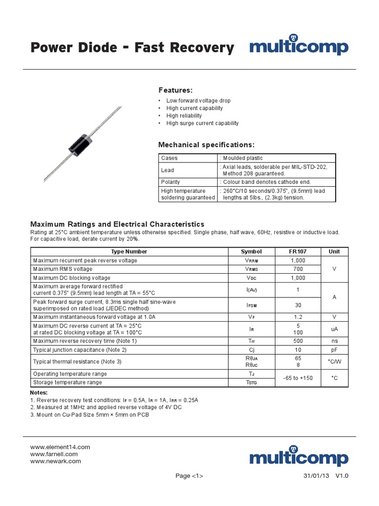 FR107 | PDF | Diode | Capacitor