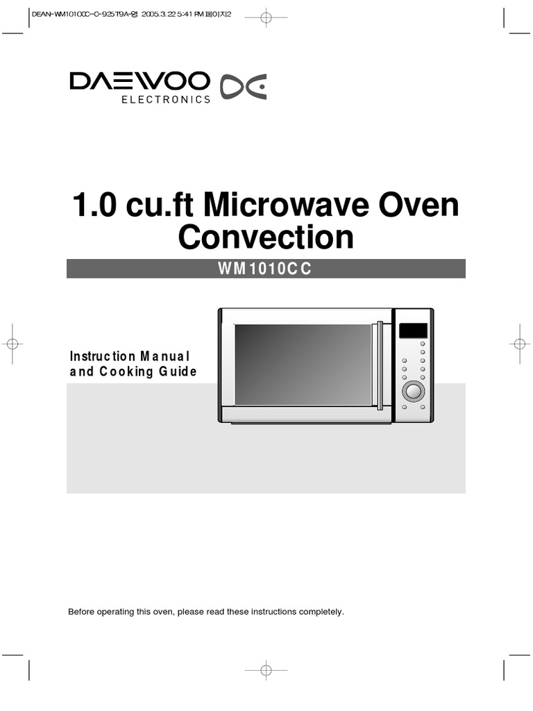 Manual 1.0 Cu - FT Microwave Oven Convection-WM1010CC | PDF | Roasting ...