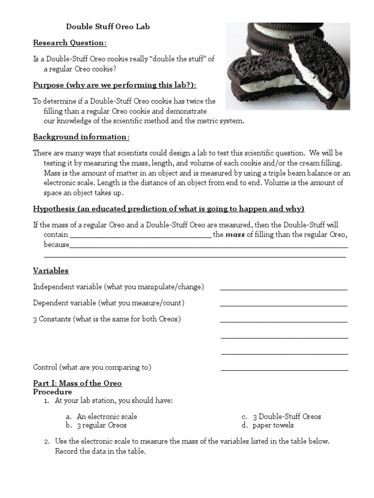Oreo Measurement Lab | PDF | Weighing Scale | Chart