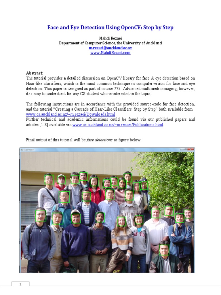 Face and Eye Detection Using OpenCV - Step by Step | Download Free PDF ...