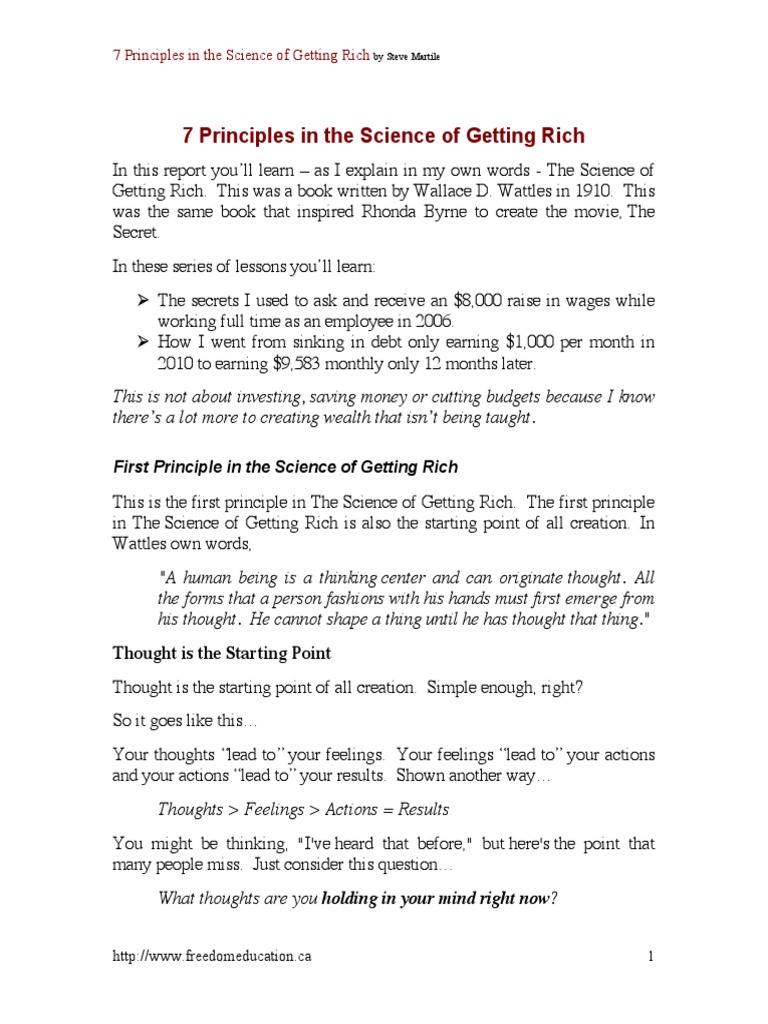 7 Principles in The Science of Getting Rich PDF | PDF | Business