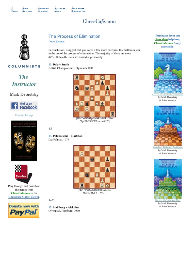 The Instructor: The Process of Elimination | PDF | Board Games | Chess ...