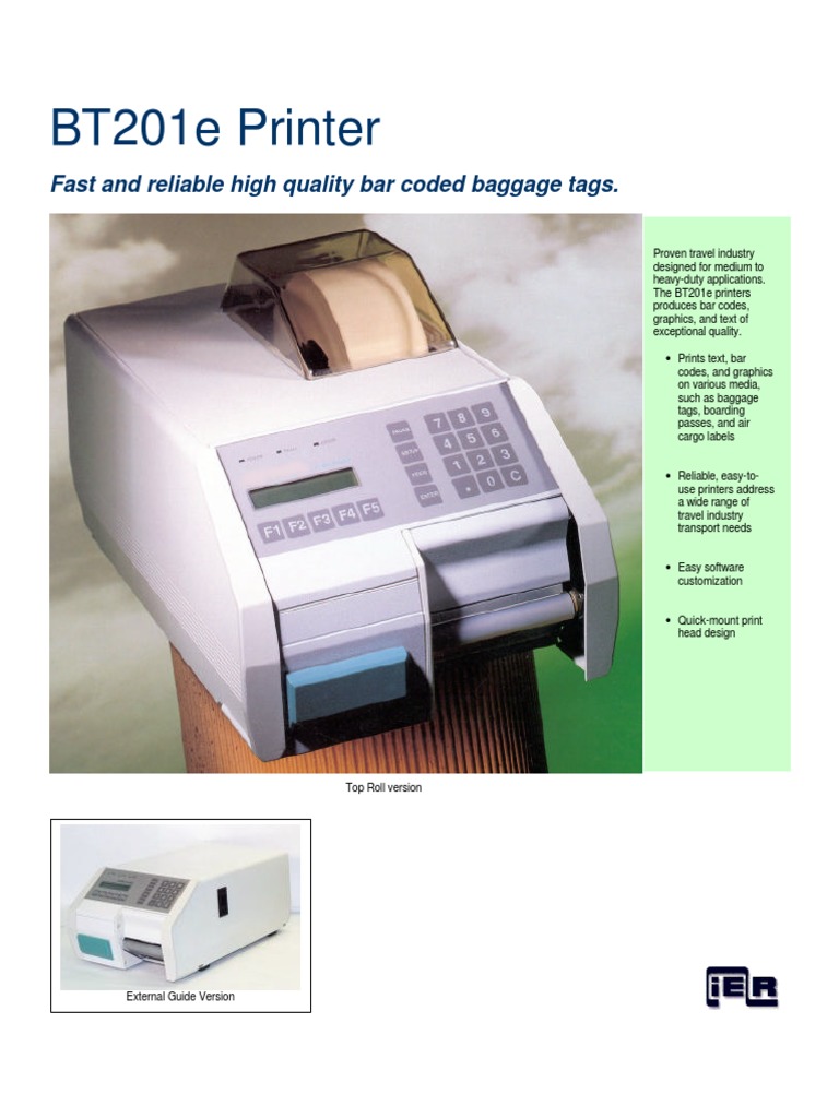 bt201 IER Printer | PDF | Printer (Computing) | Barcode