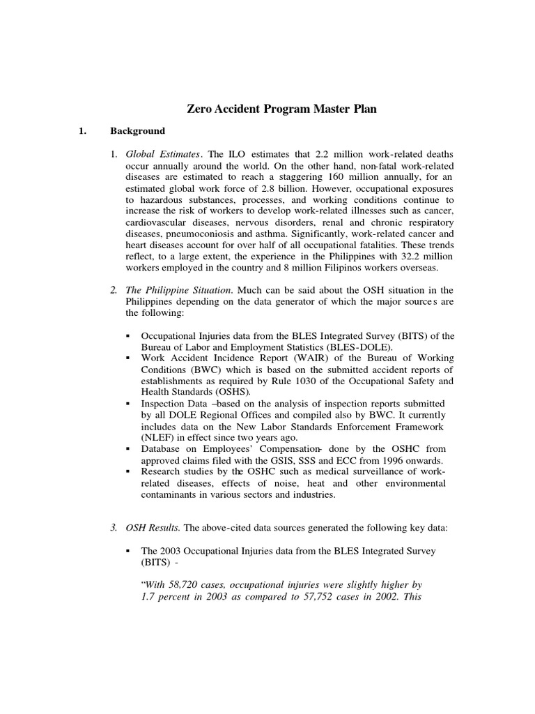 Zero Accident Program Master Plan Local | PDF | Occupational Safety And ...