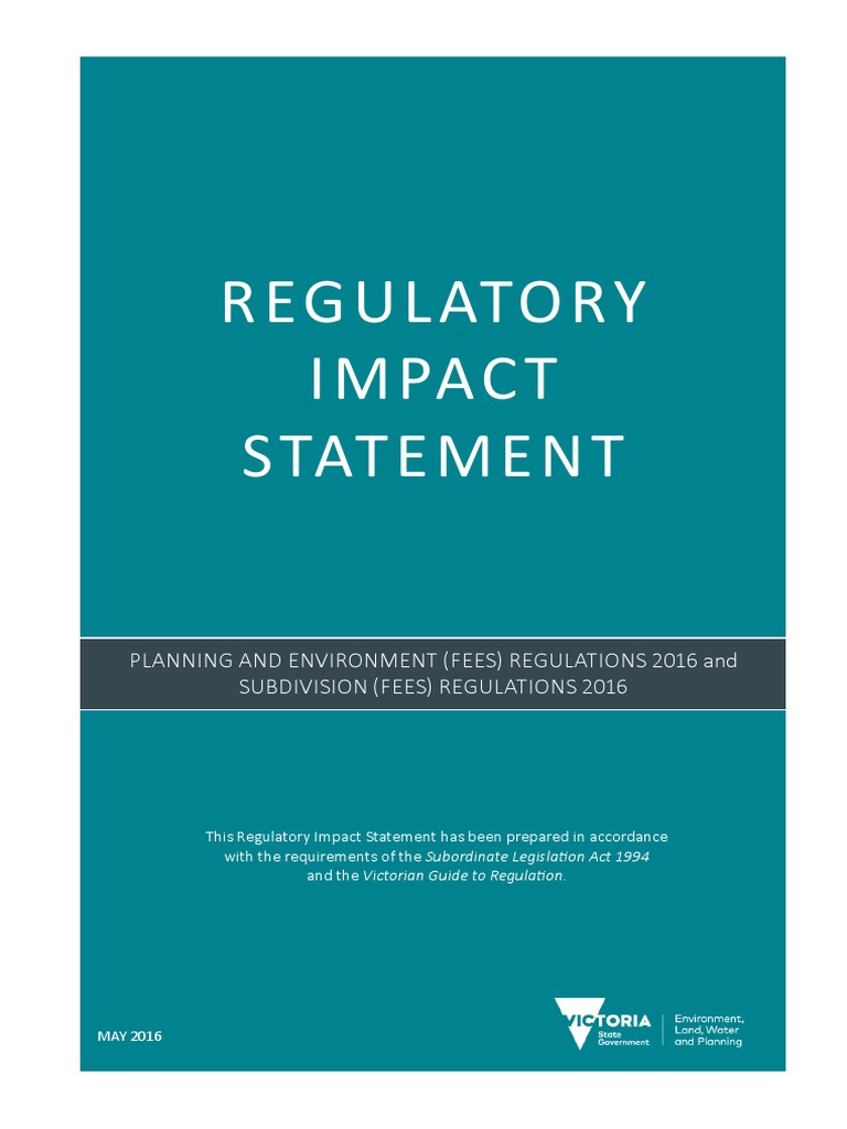 Regulatory Impact Statement | PDF | Fee | Cost–Benefit Analysis