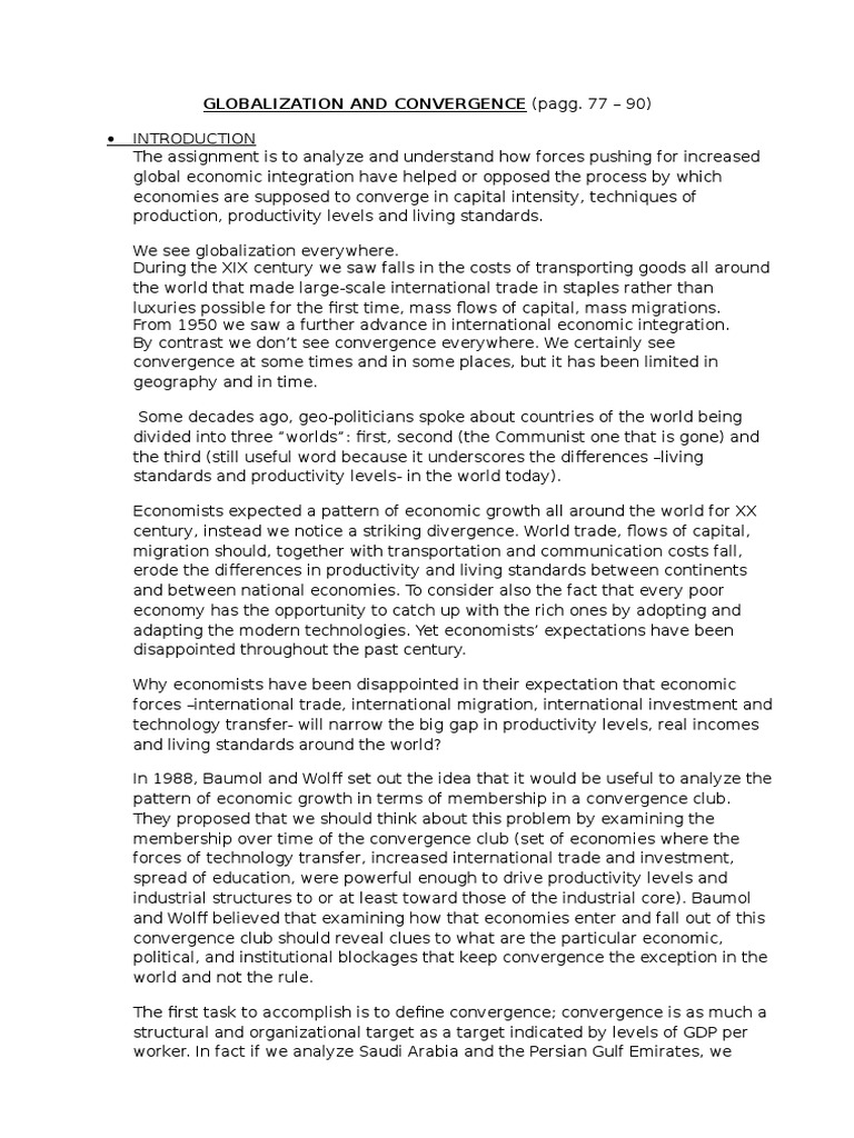 Globalization and Convergence | PDF | Economic Growth | Economics