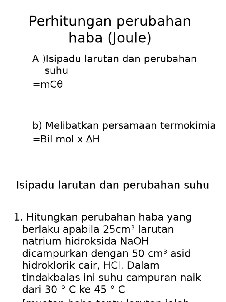 Perhitungan Perubahan Haba (Joule) | PDF