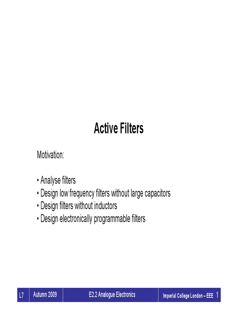 L7-Active Filters PDF | PDF | Electronic Filter | Low Pass Filter