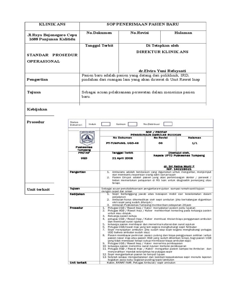 Sop Klinik Ans | PDF