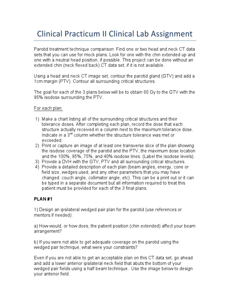 Clinical Practicum II Clinical Lab Assignment | PDF | Neck | Radiation ...