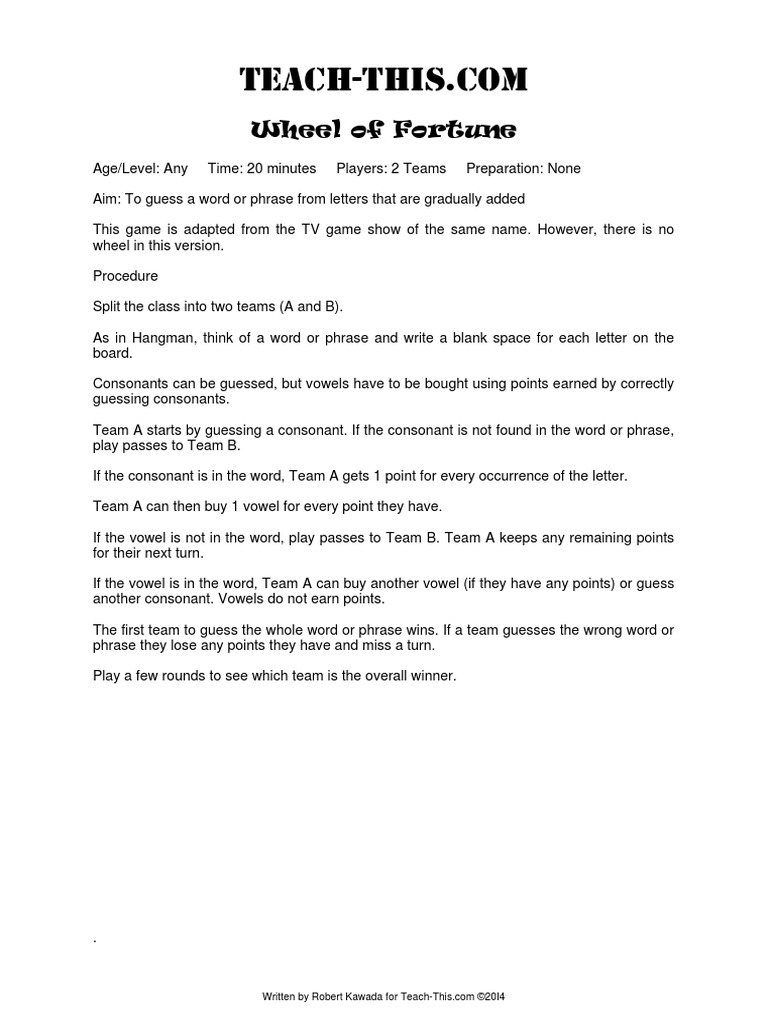 Wheel of Fortune PDF | PDF