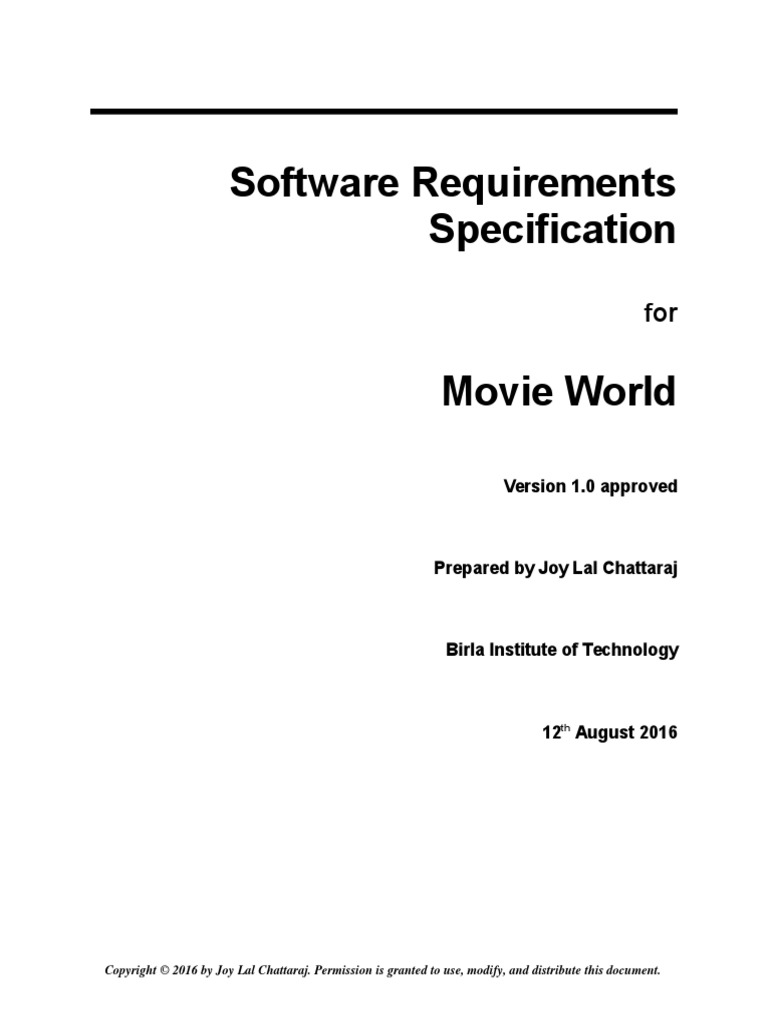 Software Requirements Specification: Version 1.0 Approved | PDF ...