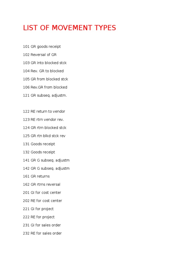 Movement Type in Sap SD | PDF | Technology & Engineering