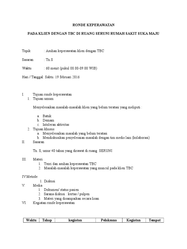 Sap Ronde Keperawatan | PDF | Pengembangan Diri | Sains & Matematika