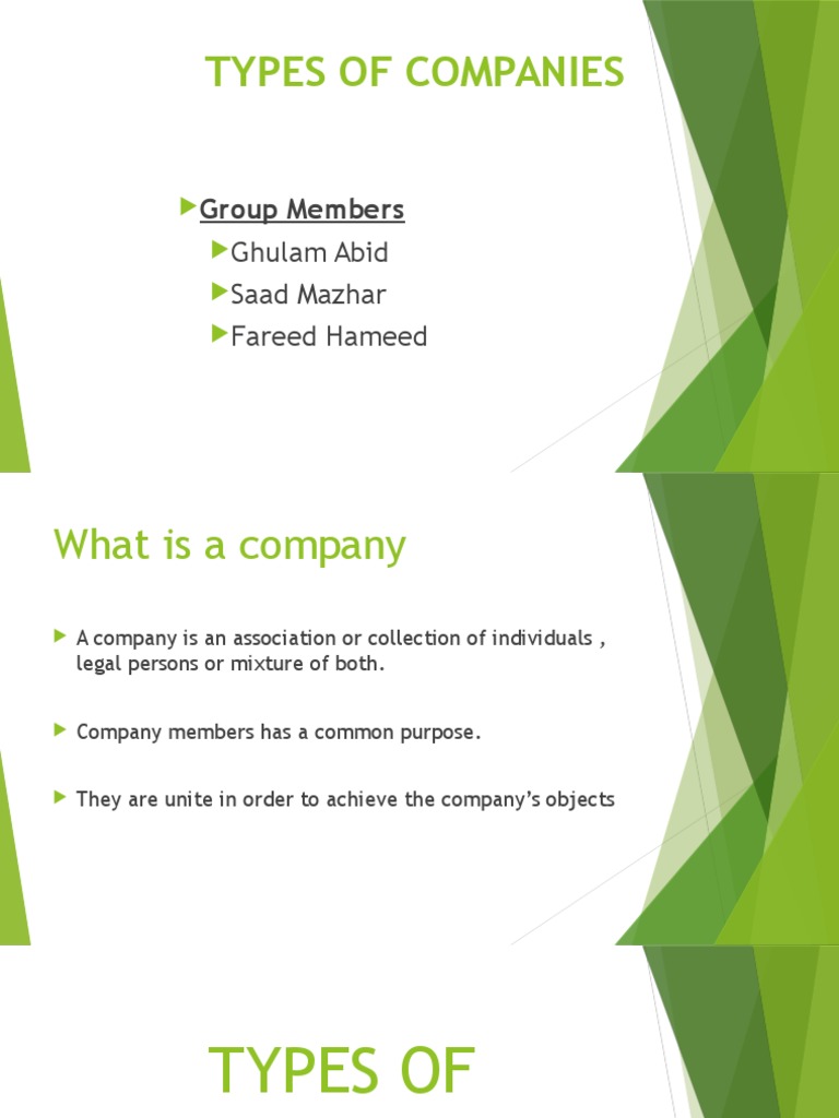Types of Companies: Group Members | PDF | Limited Company | Public Company