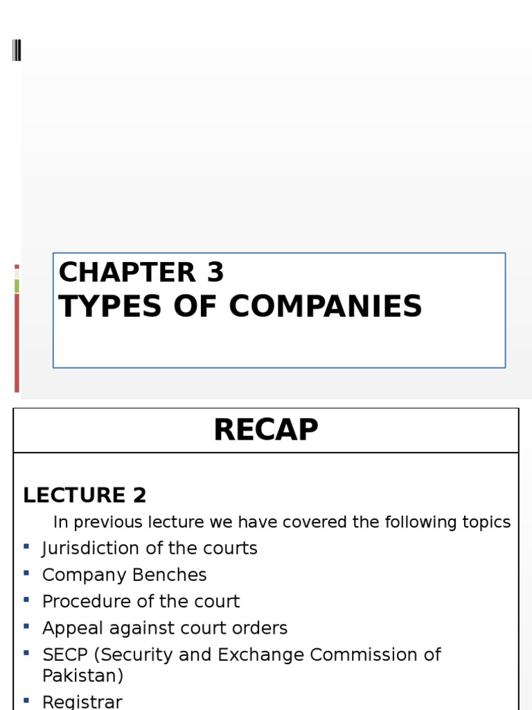 Chapter 3 Types Of Companies Pdf Legal Personality Corporations