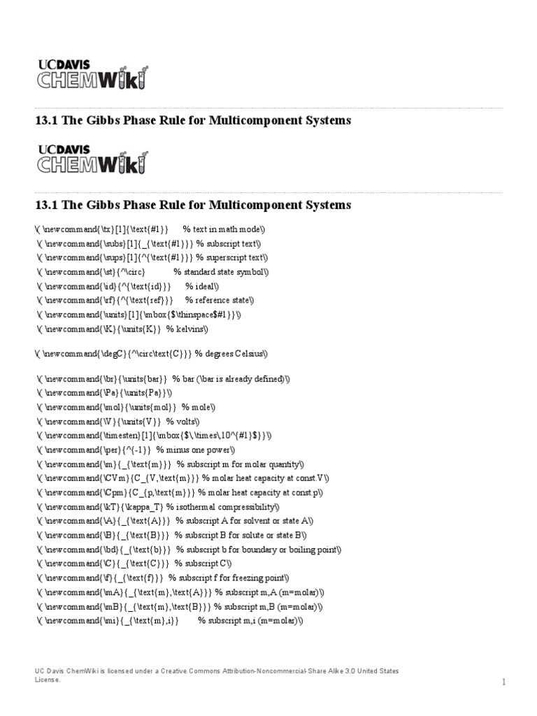 The Gibbs Phase Rule For Multicomponent Systems | PDF | Phase Rule | Chemical Equilibrium