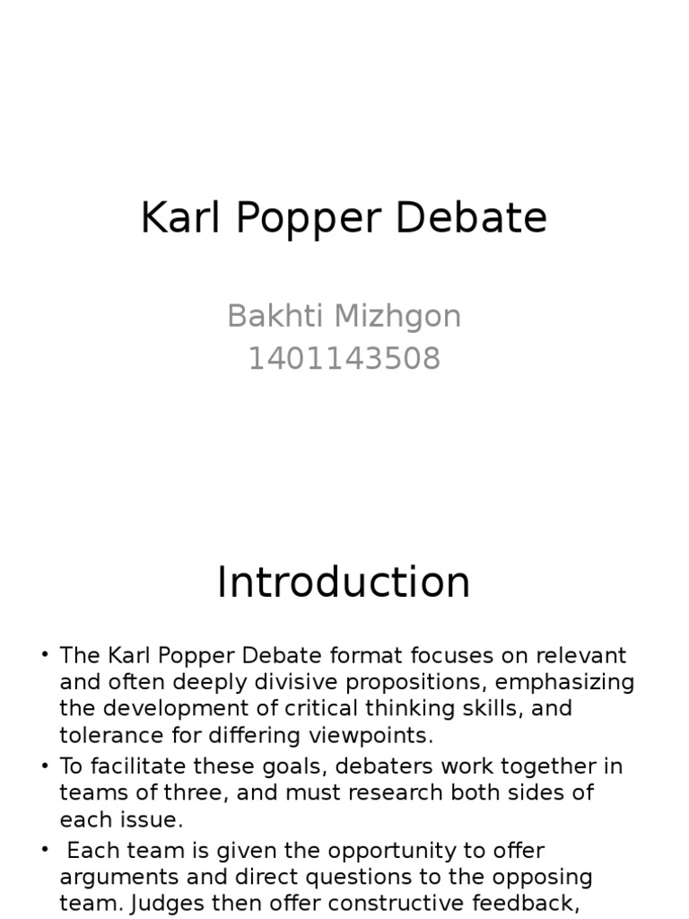 Karl Popper Debate Format | PDF | Cross Examination | Public Sphere