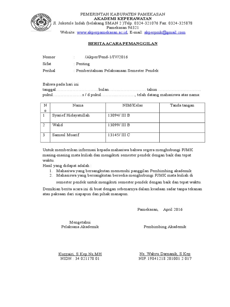 Berita Acara Pemanggilan | PDF