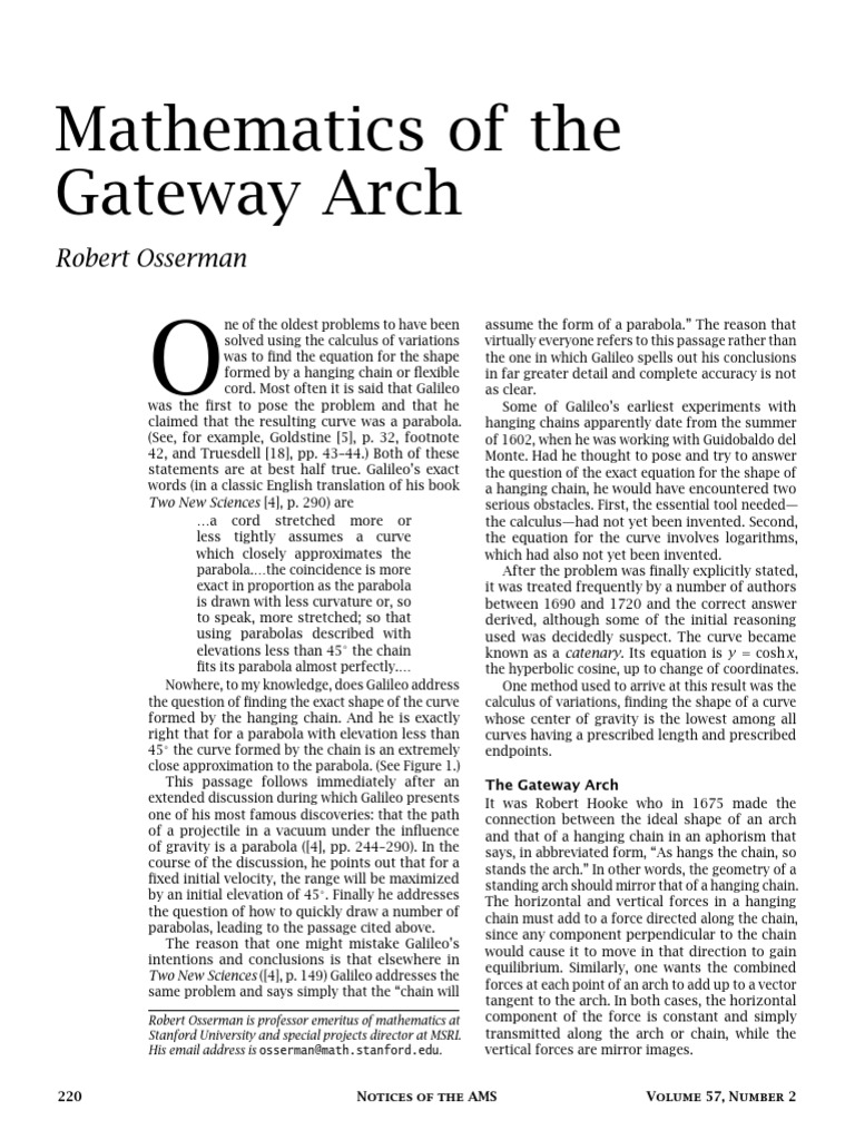 Mathematics of The Gateway Arch PDF | PDF | Space | Differential Geometry