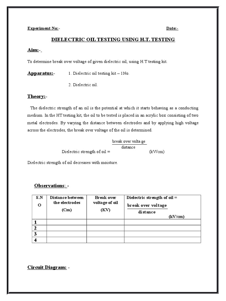 Oil Testing | PDF | Voltage | High Voltage