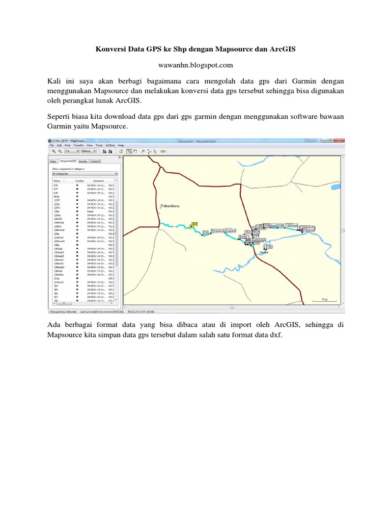 Konversi Data GPS Ke SHP Dengan Mapsource Dan ArcGIS | PDF