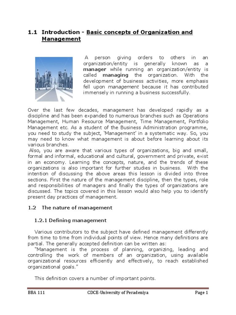 Basic Concepts of Organization and Management | PDF | Goal | Science