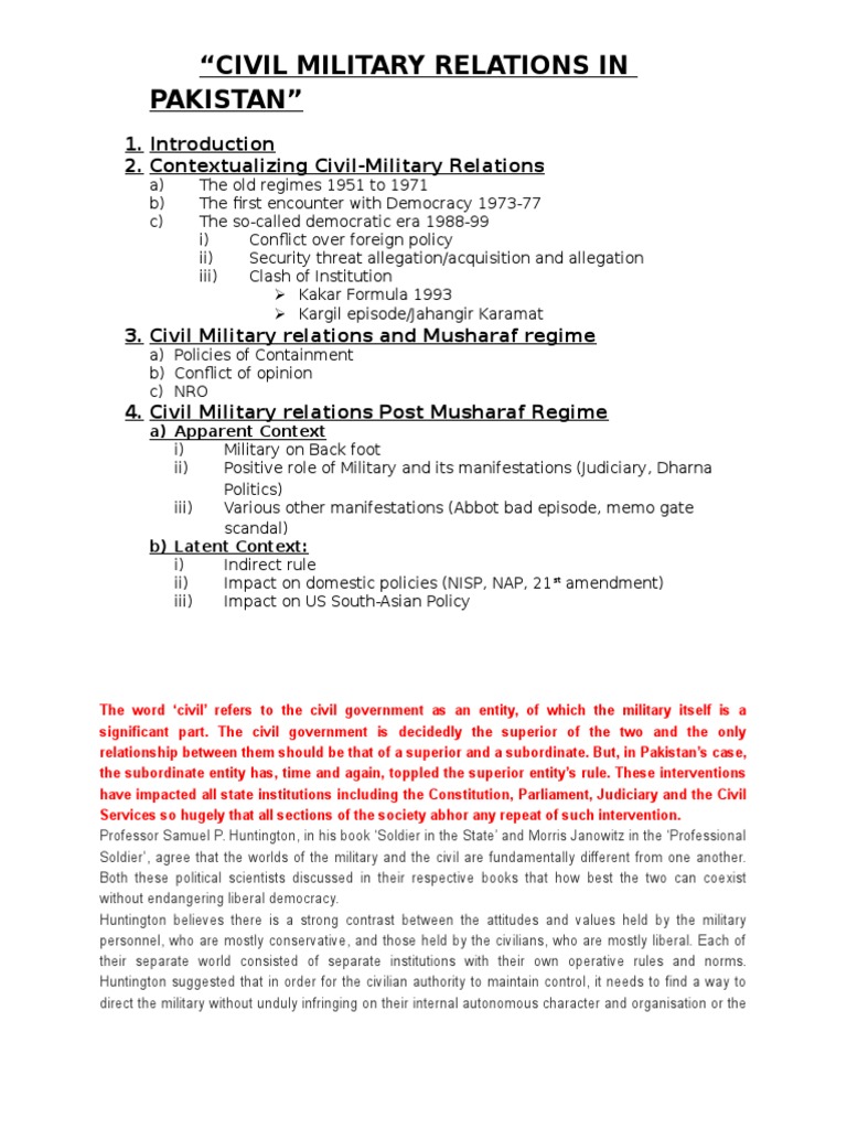 Civil Military Relations in Pakistan | PDF | Civil–Military Relations ...